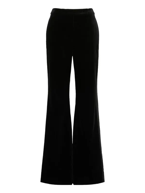 Max Mara Mseoscuri Wide-leg Velvet Trousers With Satin Side Band - Black
