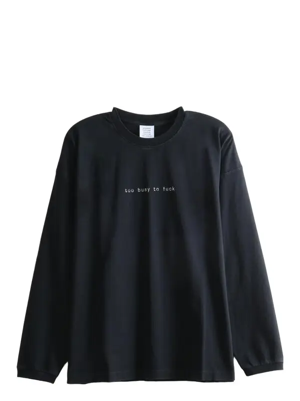 Vetements Slogan-print Long-sleeve T-shirt - Washed Black