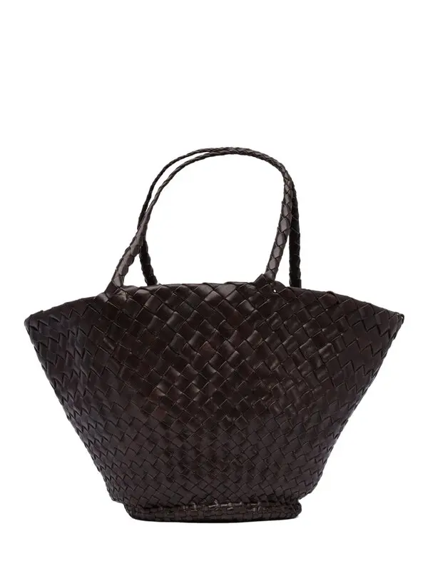 Dragon Diffusion Egola Woven Leather Bucket Tote Bag - Brown