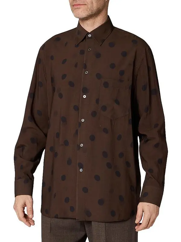 Paul Smith Dot Pattern Pocket Shirt - Brown
