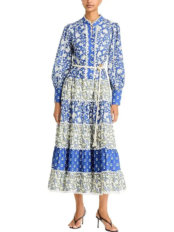 LAYERED WITH LOVE L'oire Cotton Mixed Print Maxi Dress - Blue Multi