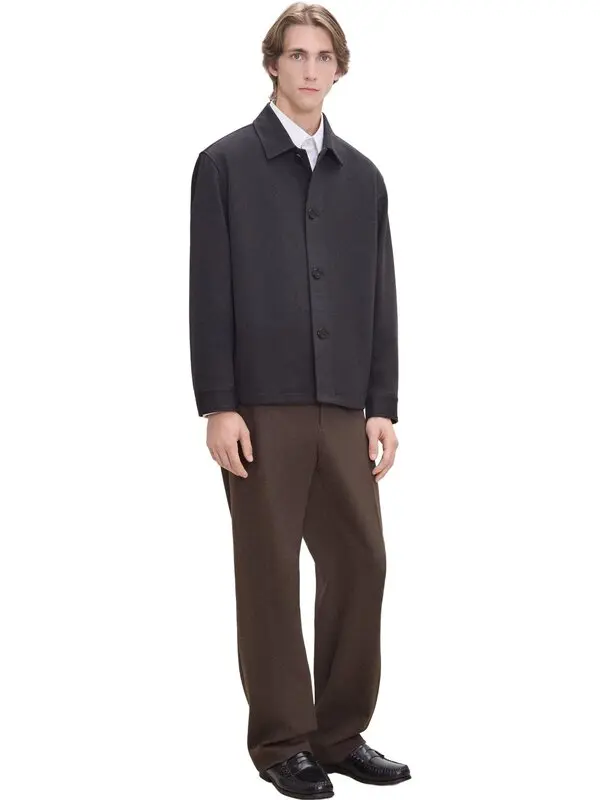 Theory Shirt Jacket In Knit Twill - Phantom Grey