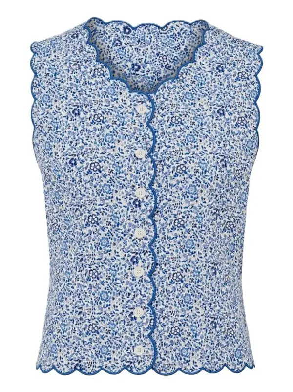 MONTCE Petite Fleur Scalloped Vest - Blue