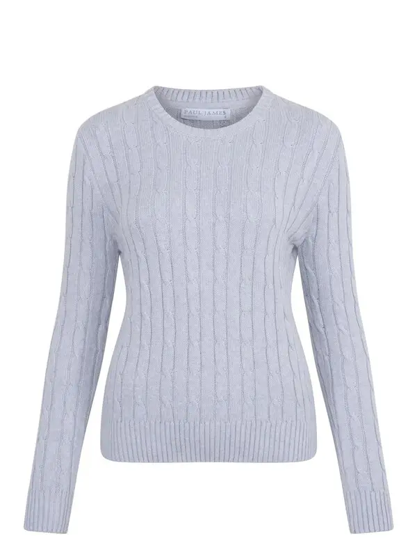 PAUL JAMES KNITWEAR Cotton Cable Crew Neck Jumper - Grey