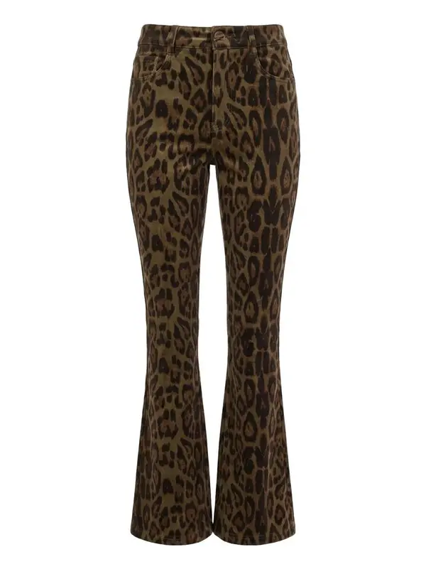TRAFFIC PEOPLE Leopard Print Flared Trousers - Brown