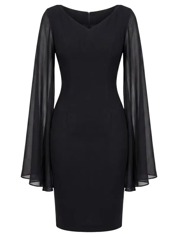 LUNA FASHION HOUSE Rebeka Sheath Dress With Removable Cape Sleeves - Black