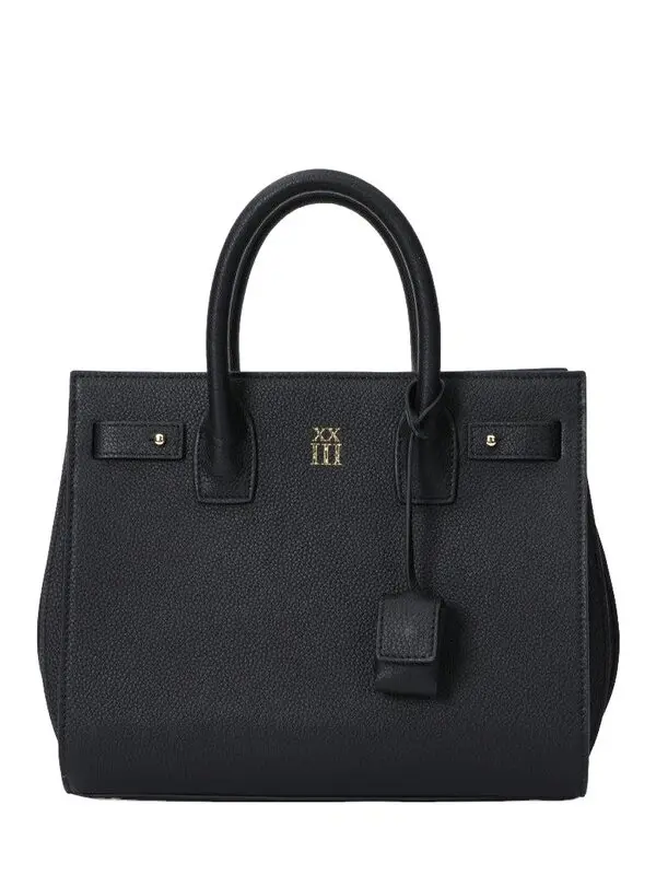XXIII Leather Tote With Gold Hardware And Detachable Pouch - Black