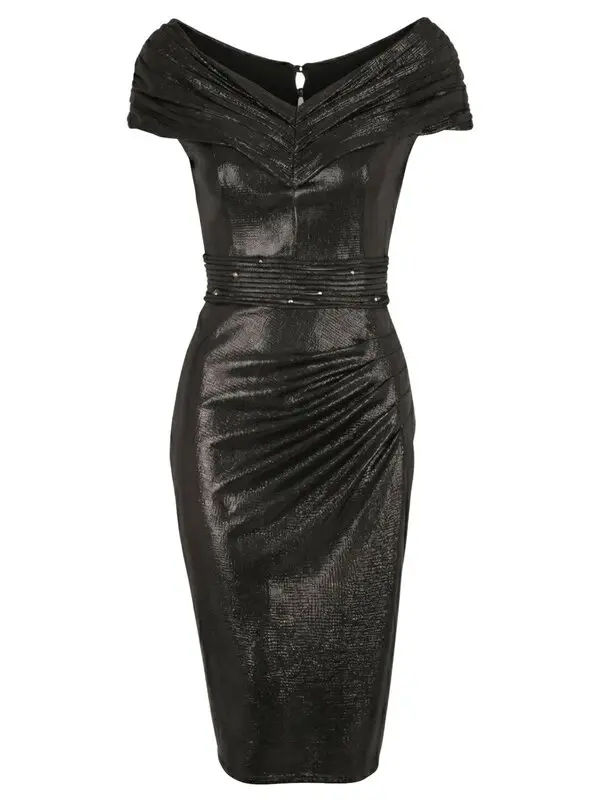 LUNA FASHION HOUSE Off-shoulder Metallic Cocktail Dress - Black/grey