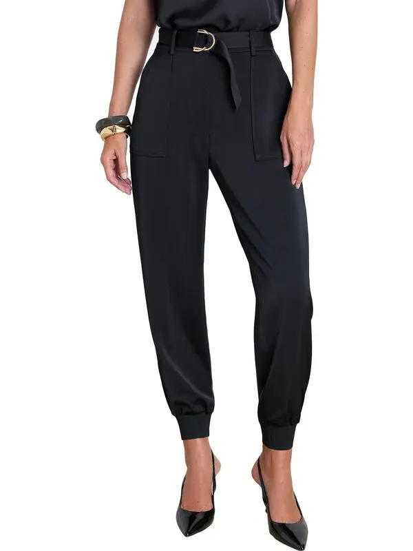 THE NOLI SHOP Adrienne Satin Cargo Pant - Black