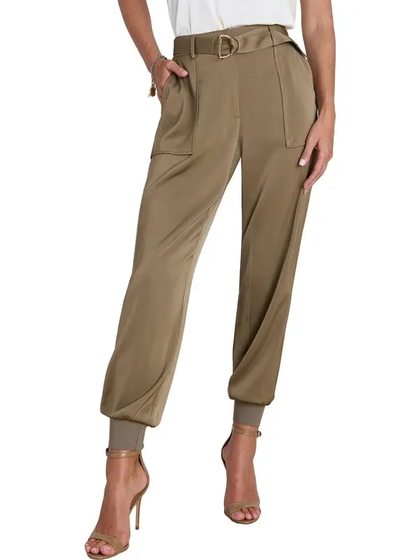 THE NOLI SHOP Adrienne Satin Cargo Pant - Olive