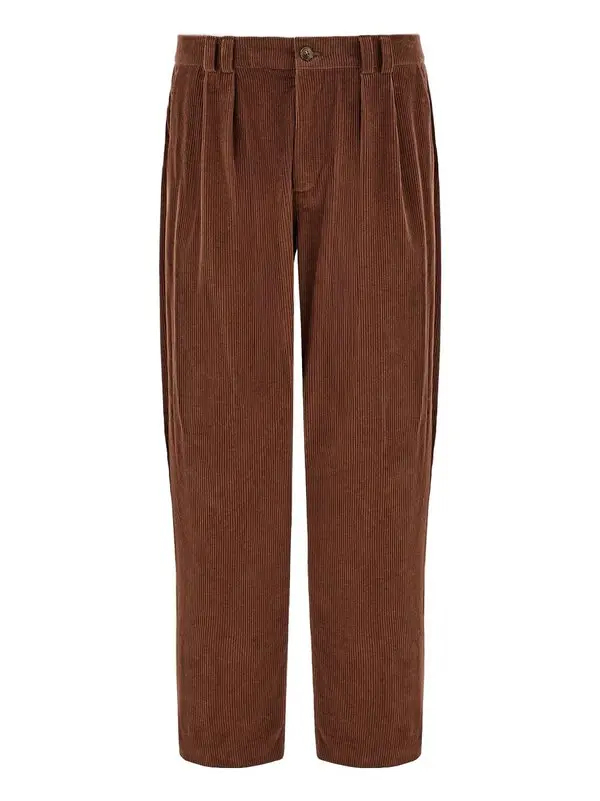 Canali Cotton Corduroy Double Pleat Pants - Brown