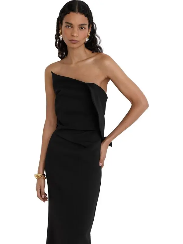 REISS Dasha Strapless Midi Dress - Black