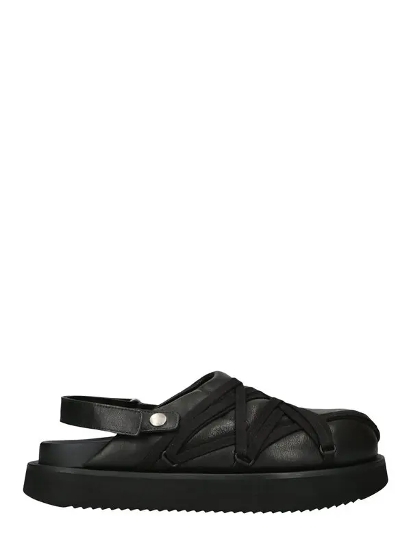 Rick Owens Leather Padded Megalace Mules - Black