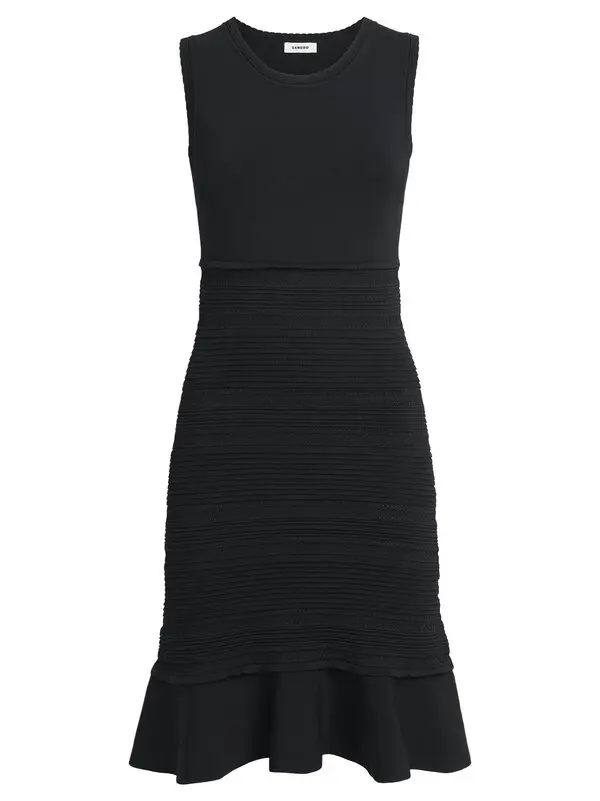 Sandro Knitted Pointelle Mini Dress - Black