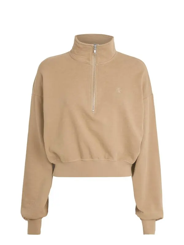Eterne Cropped Half-zip Sweatshirt - Brown