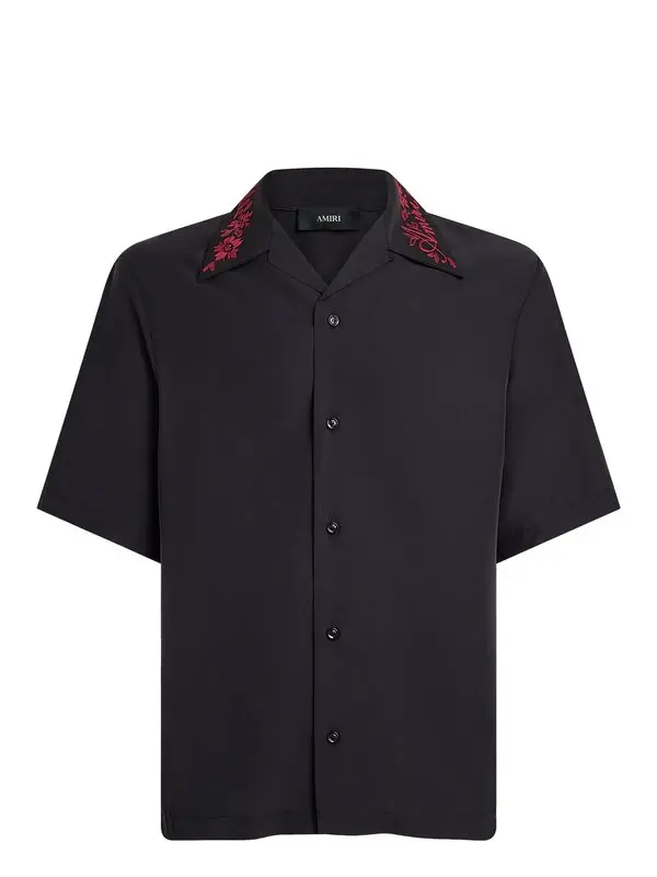 Amiri Embroidered-collar Relaxed Shirt - Black