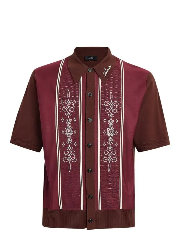 Amiri Wool-blend Panelled Knit Shirt - Red