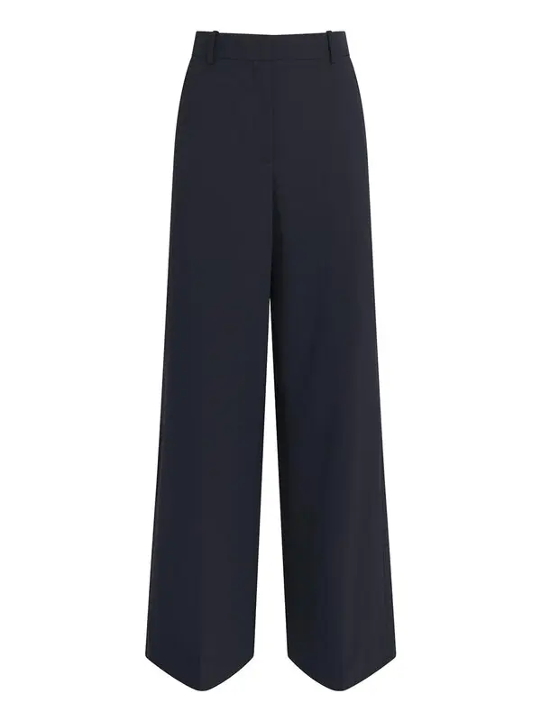 Theory Wool-blend Wide-leg Trousers - Navy
