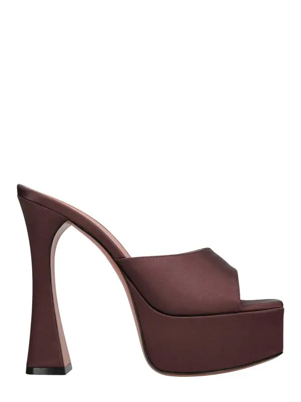 Amina Muaddi Satin Dalida Mules 140 - Brown