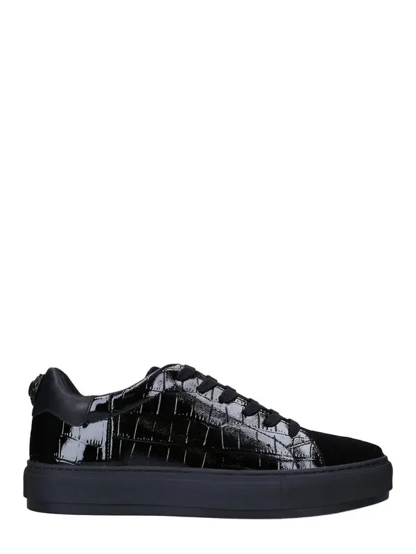 Kurt Geiger Croc-embossed Patent Lace-up Sneakers - Black