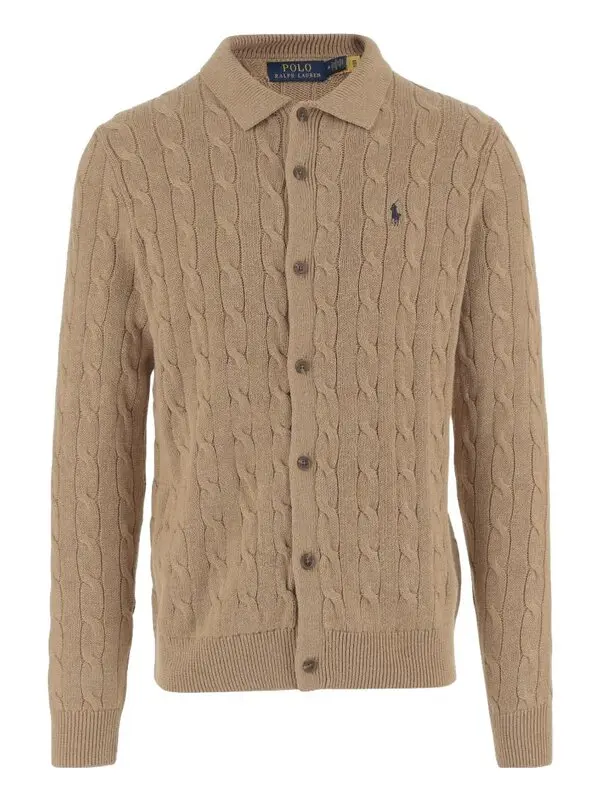 Polo Ralph Lauren Logo Embroidered Buttoned Cardigan - Nude