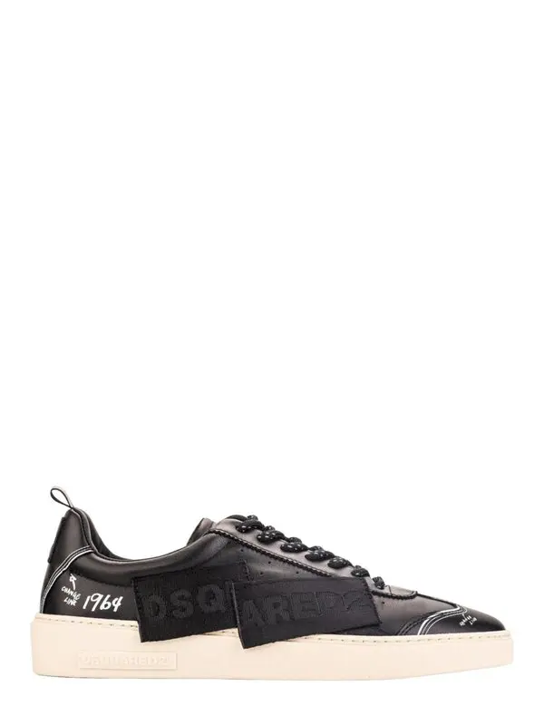 Dsquared2 Low-top Rider Sneakers With Patchwork And Graffiti Detail - Black
