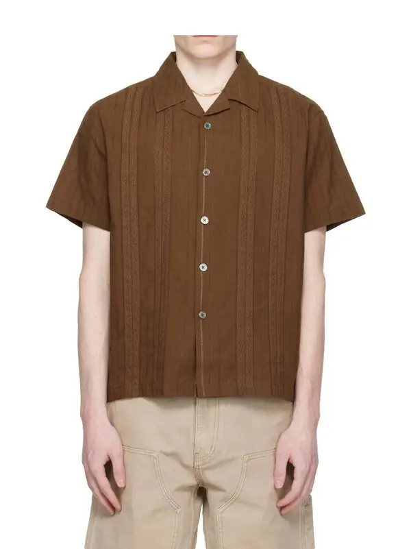 COOR Guayabera Tape Half Shirt - Brown