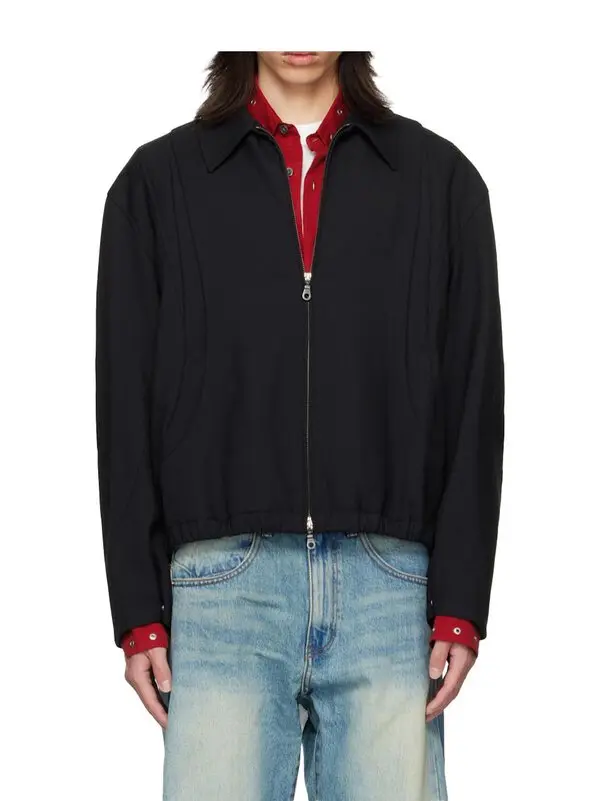 COOR Wool-blend Cropped Jacket - Black