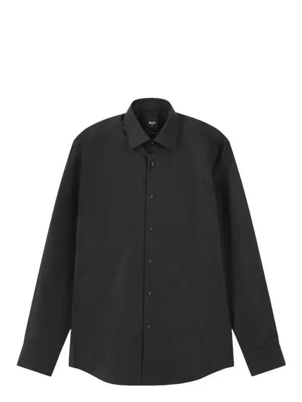 Hugo Boss Boss One Slim-fit Dress Shirt In Wrinkle-free Poplin - Black
