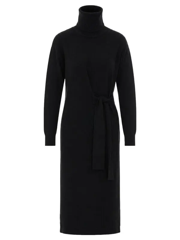 Liu Jo Knit Turtleneck Midi Dress With Side Tie - No