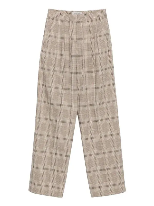 ERMANNO FIRENZE Plaid Wide Leg Trousers - Beige