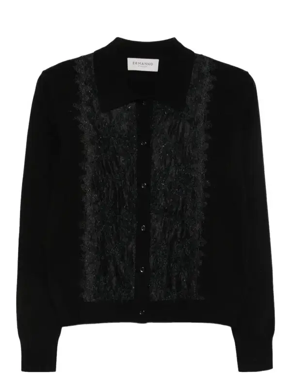 ERMANNO FIRENZE Lace-panel Knit Cardigan - Black