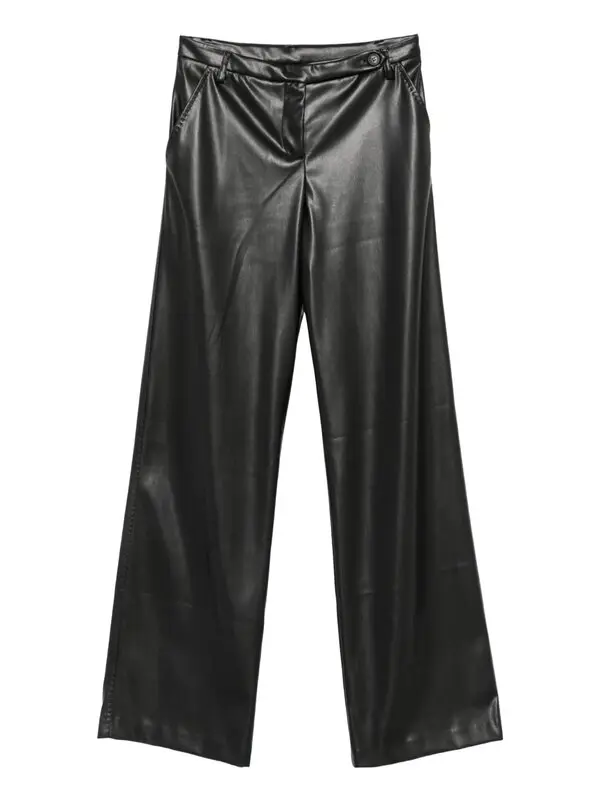 ERMANNO FIRENZE Wide-leg Faux Leather Trousers - Black