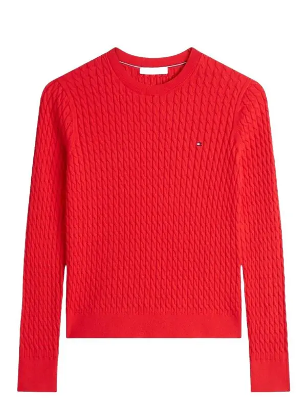 Tommy Hilfiger Cableknit Crewneck Longsleeve Sweater - Red
