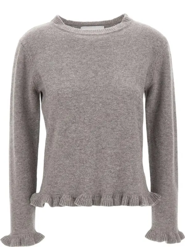 KAOS Ruffled Hem Knitted Sweater - Grey