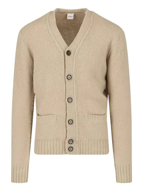 Aspesi V-neck Button-front Cardigan - Beige