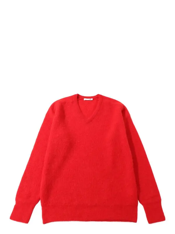 Auralee Long-sleeved V-neck Sweater - Red