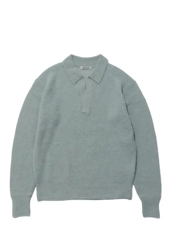 Auralee Long Sleeve Knit Sweater - Light Mint