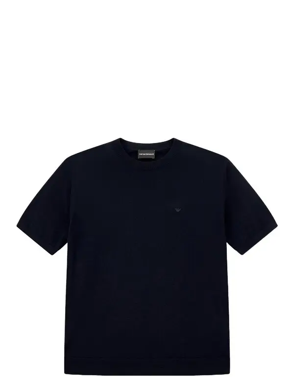 Emporio Armani Smooth Wool Crew Neck Sweater - Navy Blue