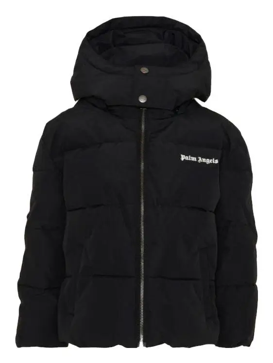 Palm Angels Long-sleeve Padded Hooded Jacket With Logo Detail - Black