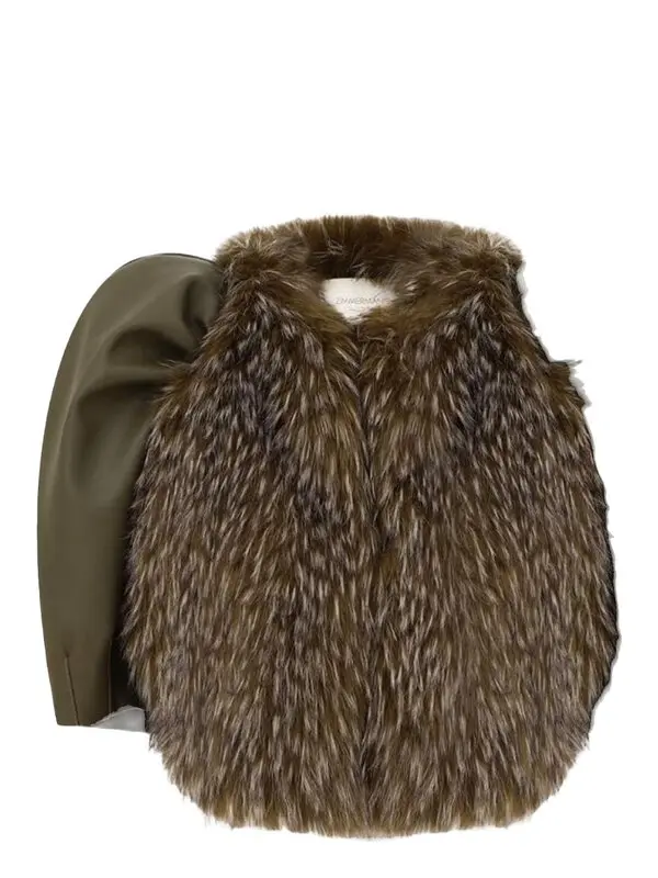 Zimmermann Panelled Faux Fur Bolero - Khaki