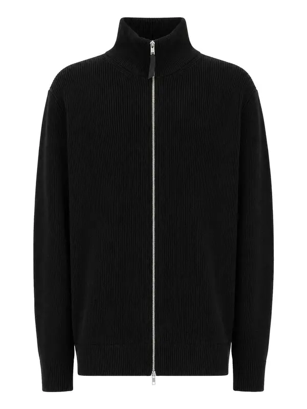MAISON MARGIELA Ribbed Zip-up Cardigan - Black