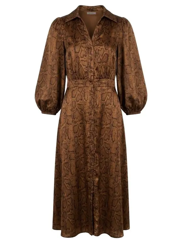 TRAFFIC PEOPLE Printed Midi Dress - Brown/black