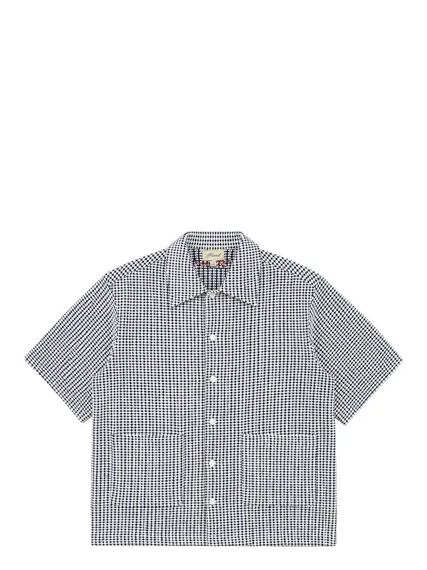 NOEND Textured Convertible Collar Shirt In Cloud - Blue