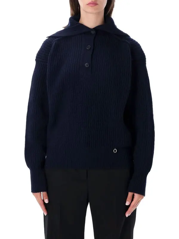 Stella McCartney Relaxed Fit Cashmere And Virgin Wool Jumper With Sailor Collar - Blue
