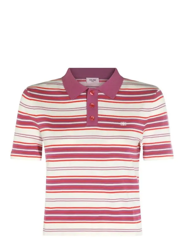 Celine Striped Polo Shirt - White