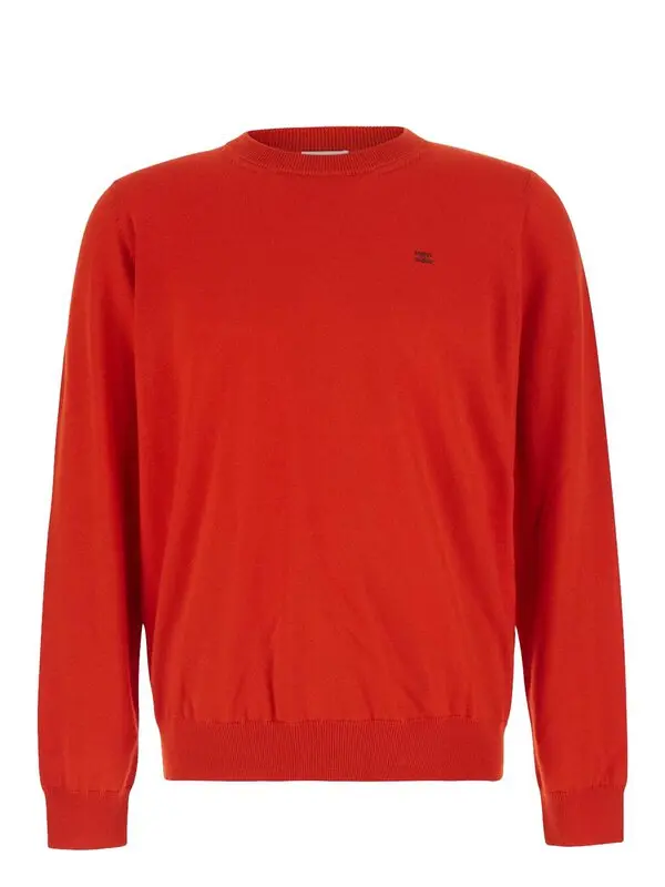 Celine Crew Neck Sweater With Embroidered Detail - Red