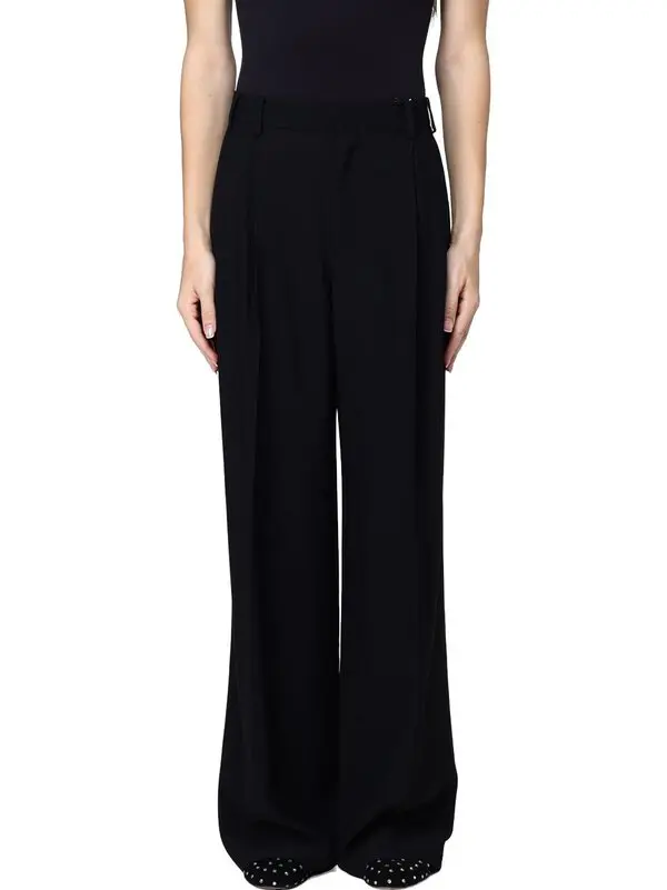 N° 21 High-waisted Palazzo Trousers With Embroidered Detail - Black