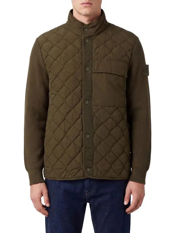 Stone Island Ghost Capsule Collection Quilted Recycled Nylon Jacket With High Collar - Green
