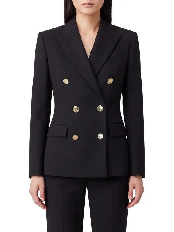 DONDUP Double-breasted Viscose Blazer With Peak Lapels And Metal Buttons - Black